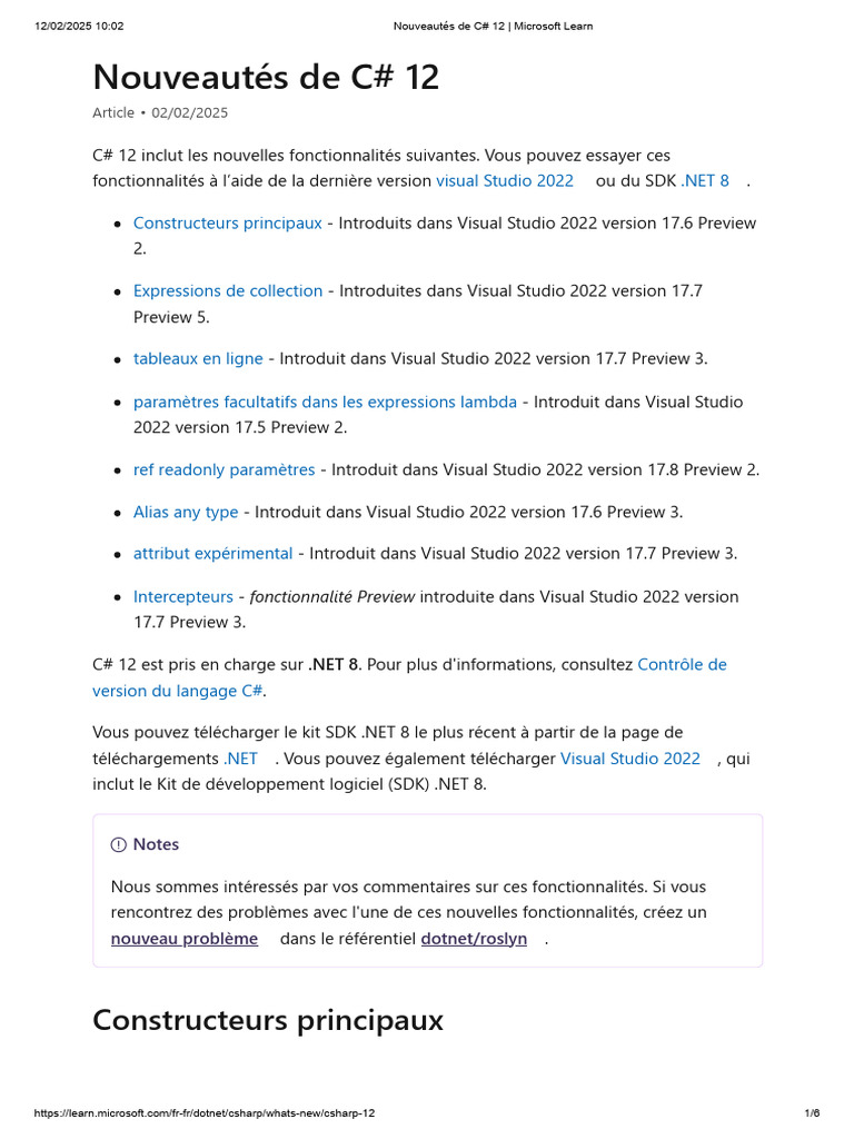 Nouveautés de C# 12 en PDF | PDF | C# (Langage de programmation ...