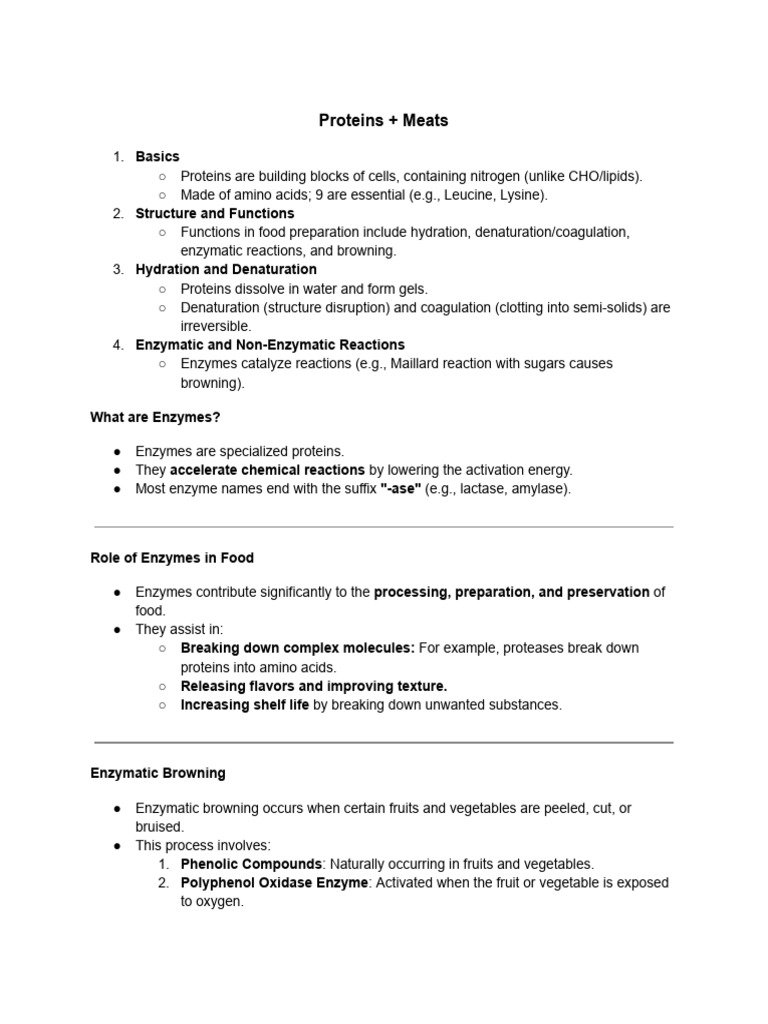 Intro To Food Science Notes | PDF | Enzyme | Meat