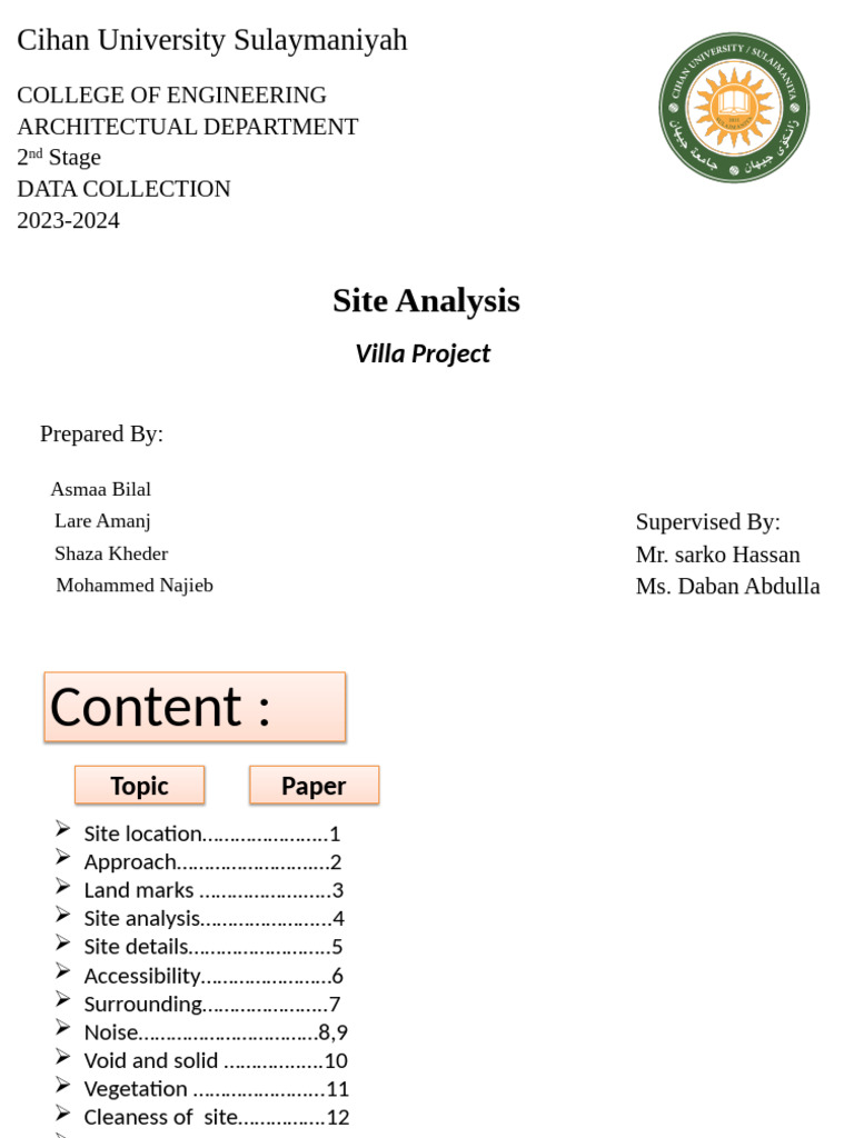 Site Analysis for Villa Project 2023 | PDF | Earth Sciences | Nature