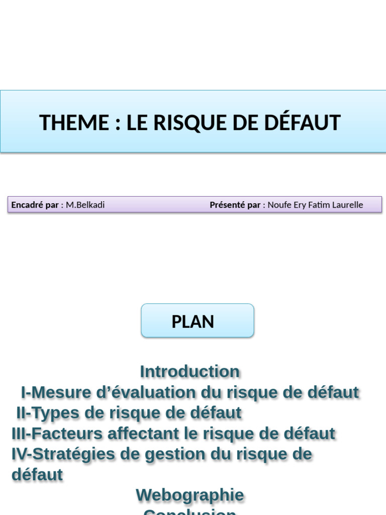 Présentation_RISQUE_DE_DEFAUT | PDF | Risque | Swap de défaut de crédit
