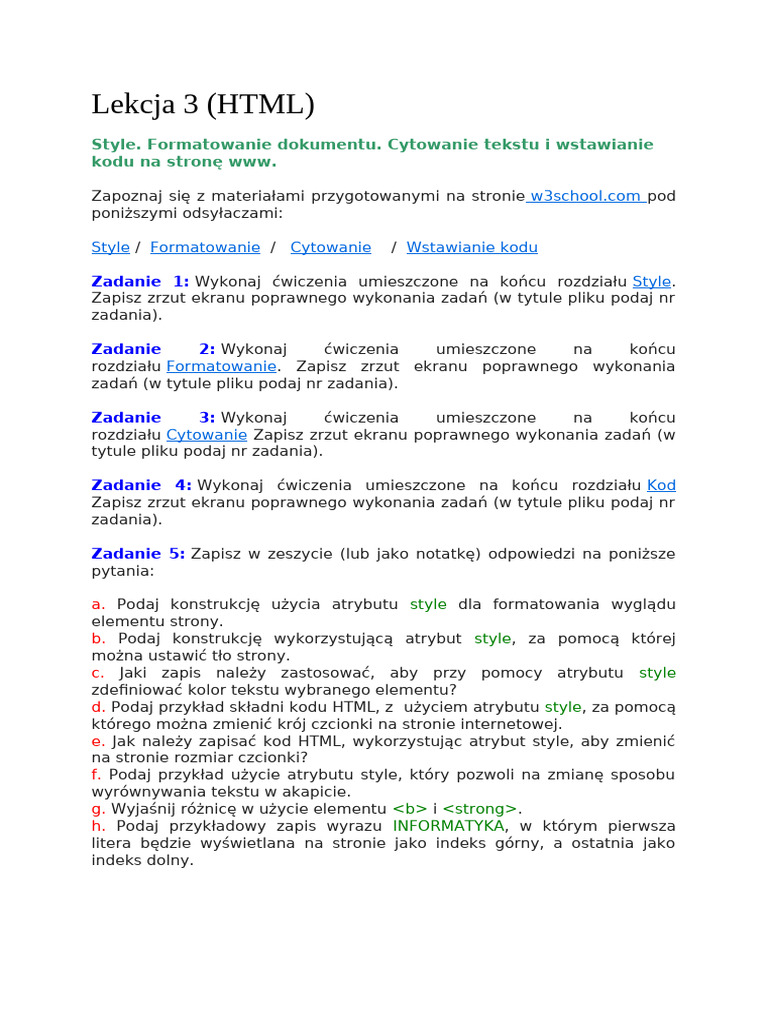Lekcja HTML3 | PDF
