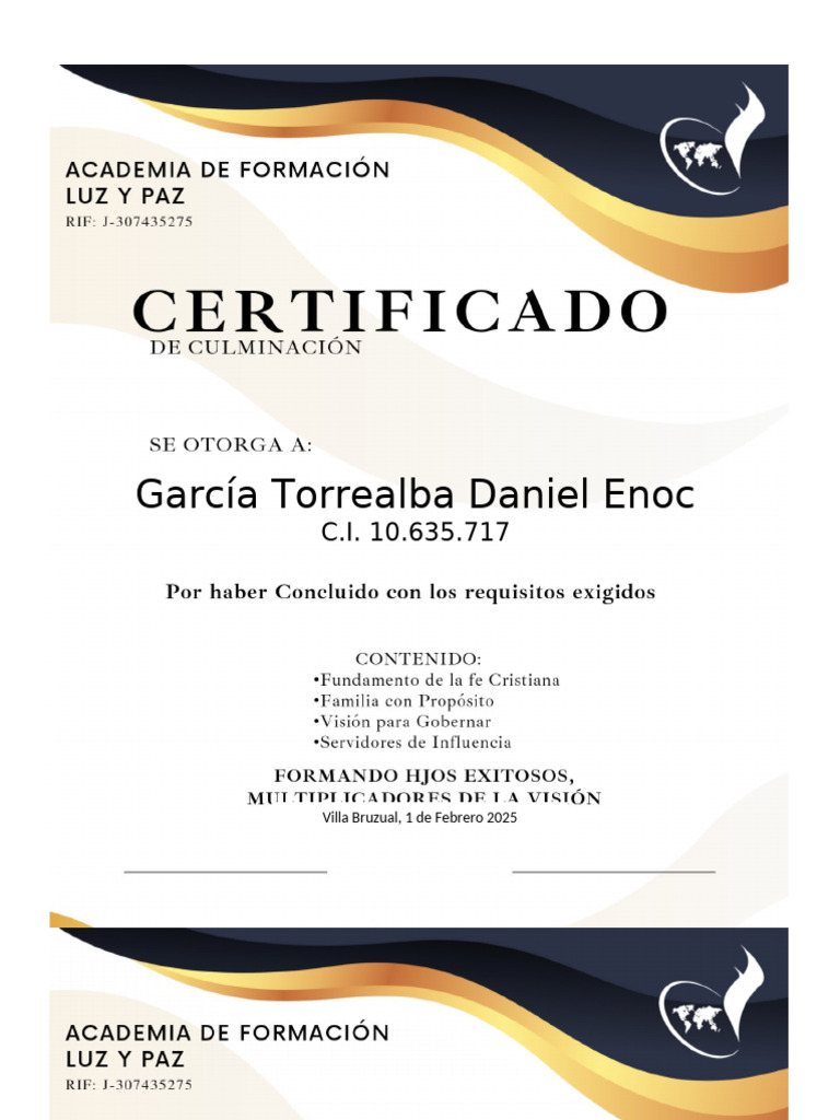 Certificados Academia Villa Bruzual II | PDF