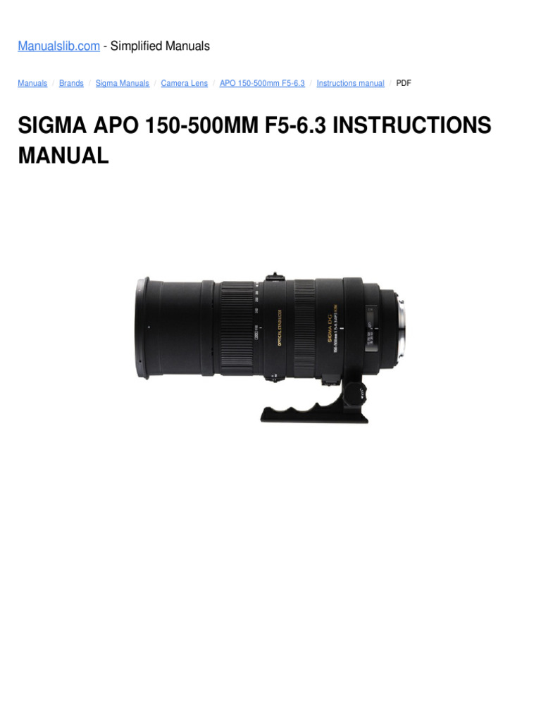 Sigma | PDF | Autofocus | Camera Lens