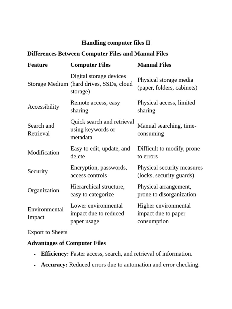 Computer vs. Manual File Handling | PDF