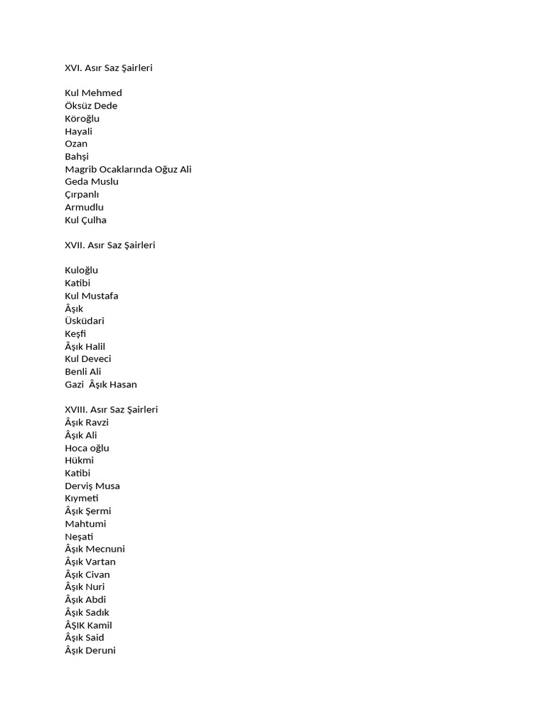 Saz Şairleri | PDF