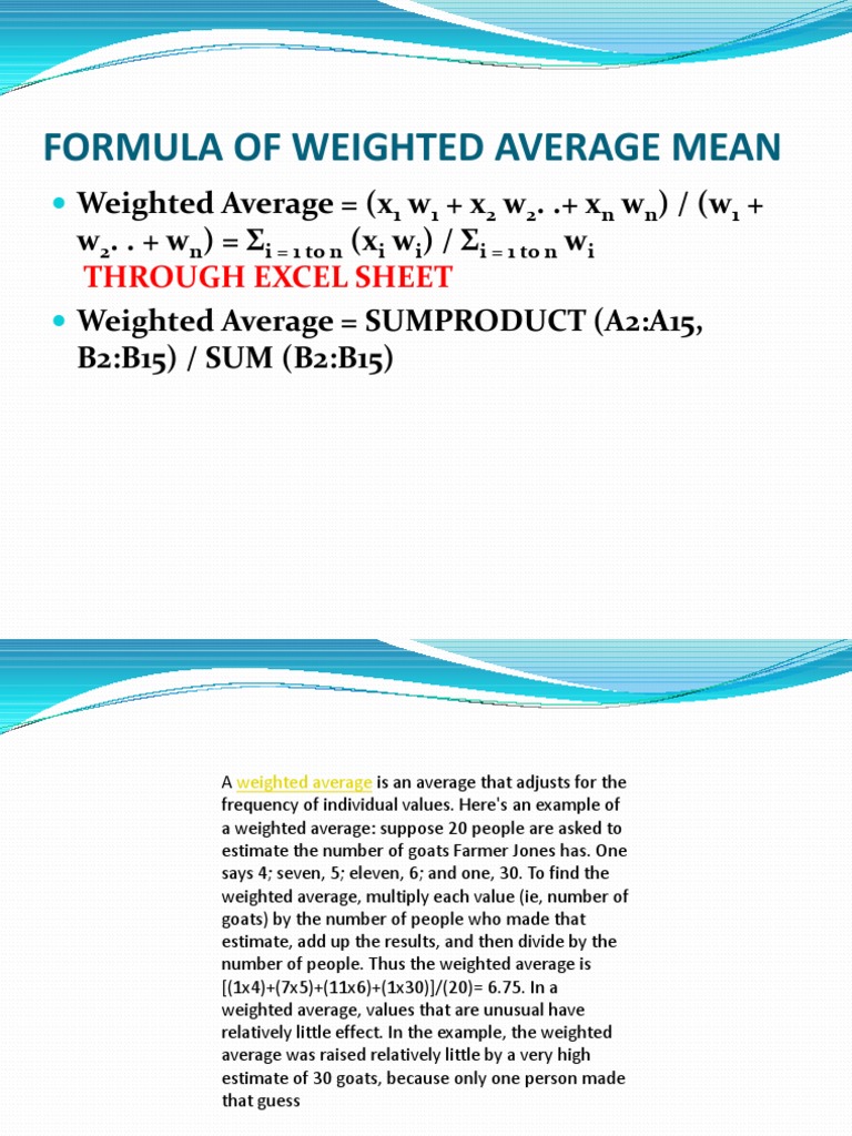 Weighted Average Mean Explained | PDF | Finance & Money Management ...