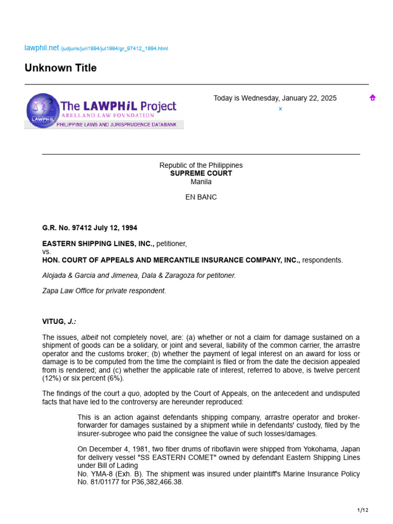 Supreme Court Ruling on Shipping Liability | PDF | Damages | Interest