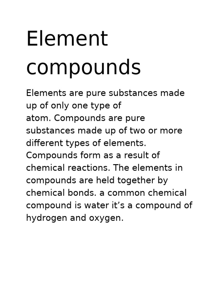 Elements vs. Compounds Explained | PDF