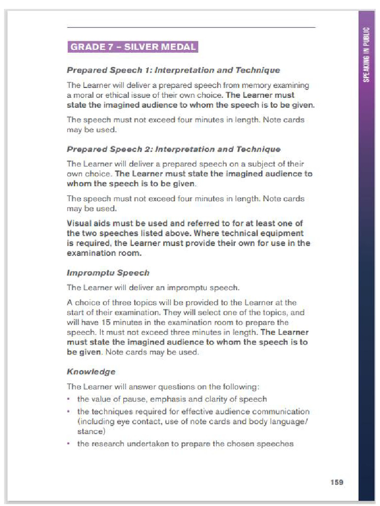 Public Speaking Grade 7 | PDF