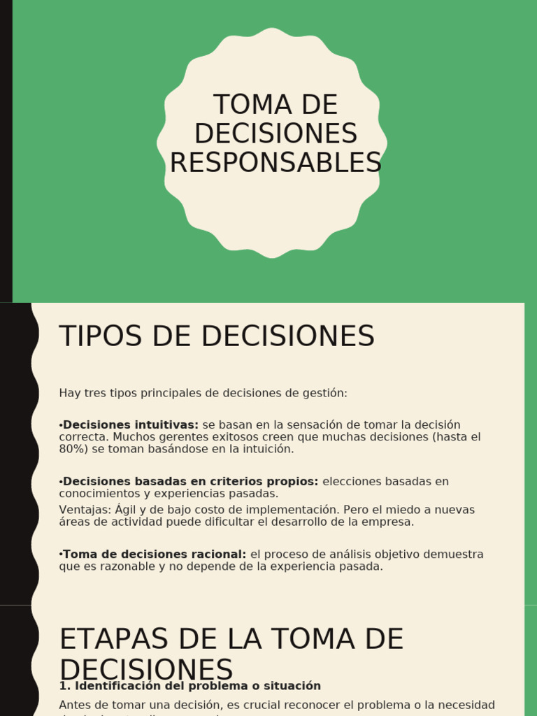 Tipos y Etapas en la Toma de Decisiones | PDF | Toma de decisiones ...