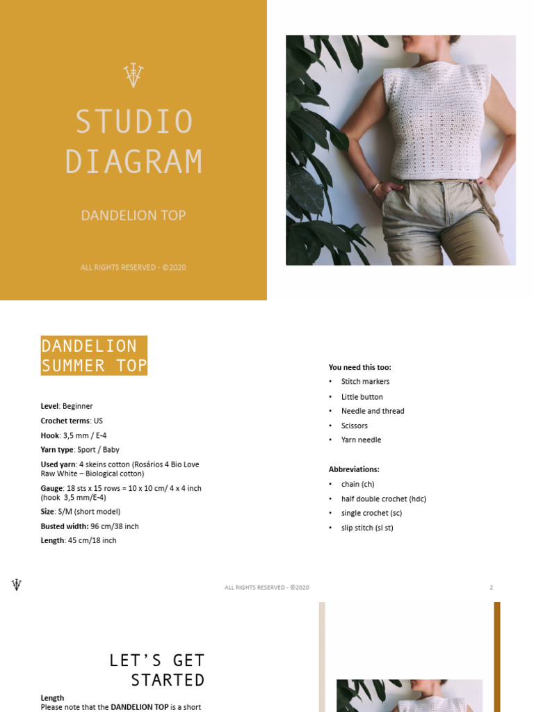 SD Pattern Dandelion Top Us | PDF | Crochet | Yarn
