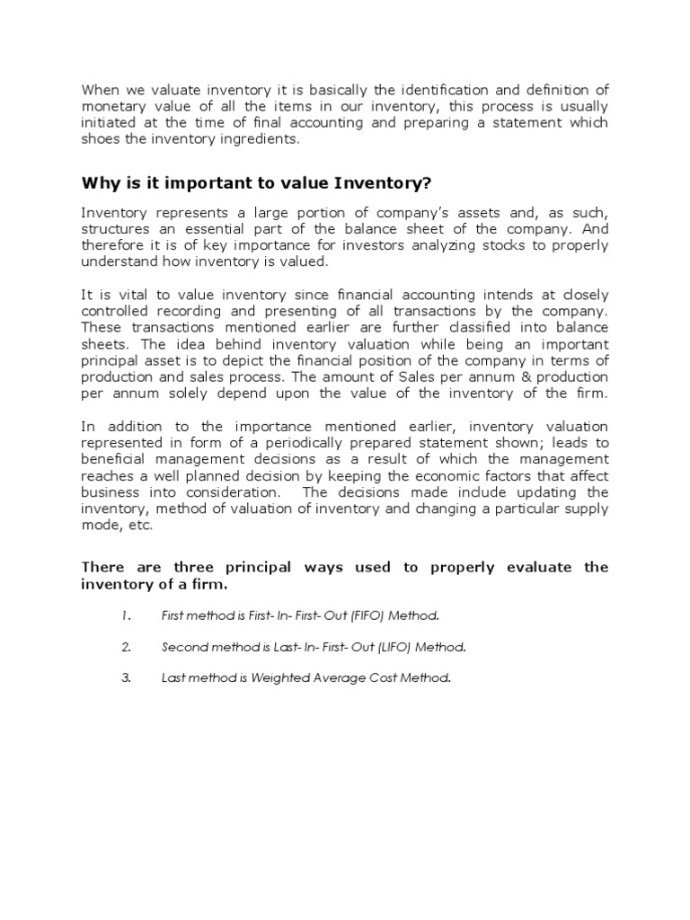 Inventory Valuation Methods | PDF | Inventory | Cost Of Goods Sold
