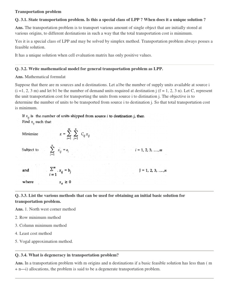 Transportation Problem Mathematical Optimization Mathematics Of