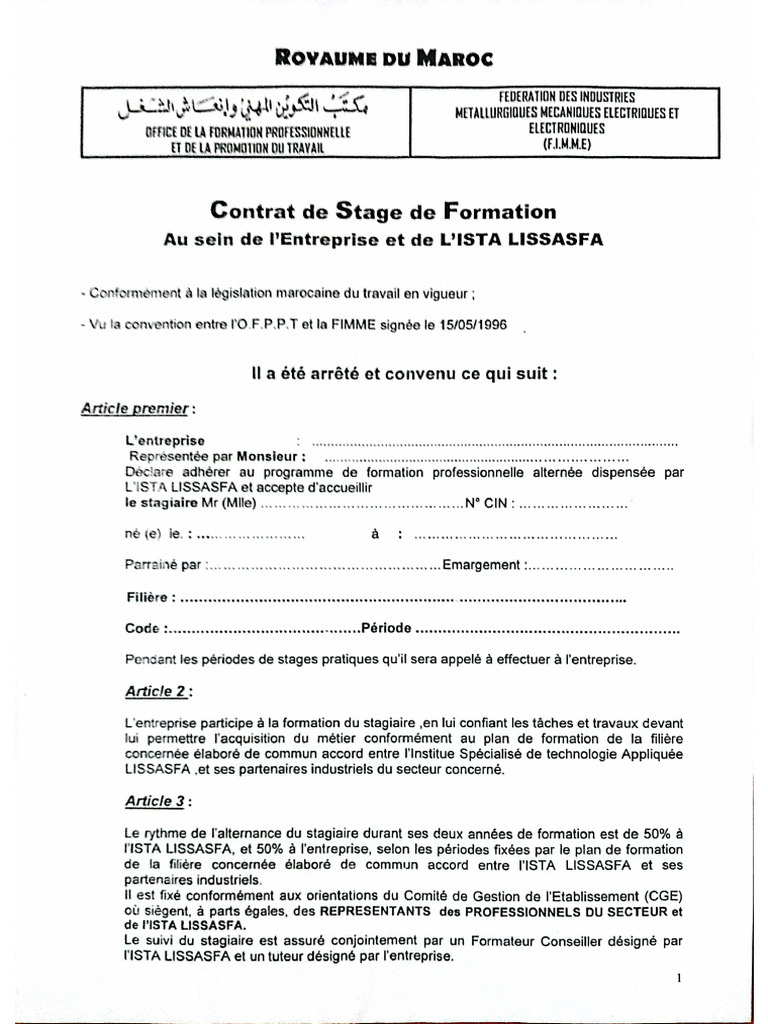 Contrat de Stage | PDF