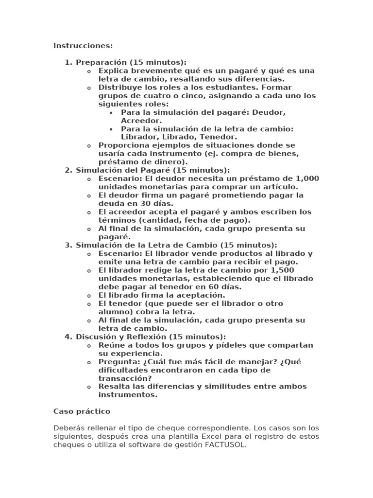 Caso Práctico CHEQUES | PDF | Cheque | Pagaré