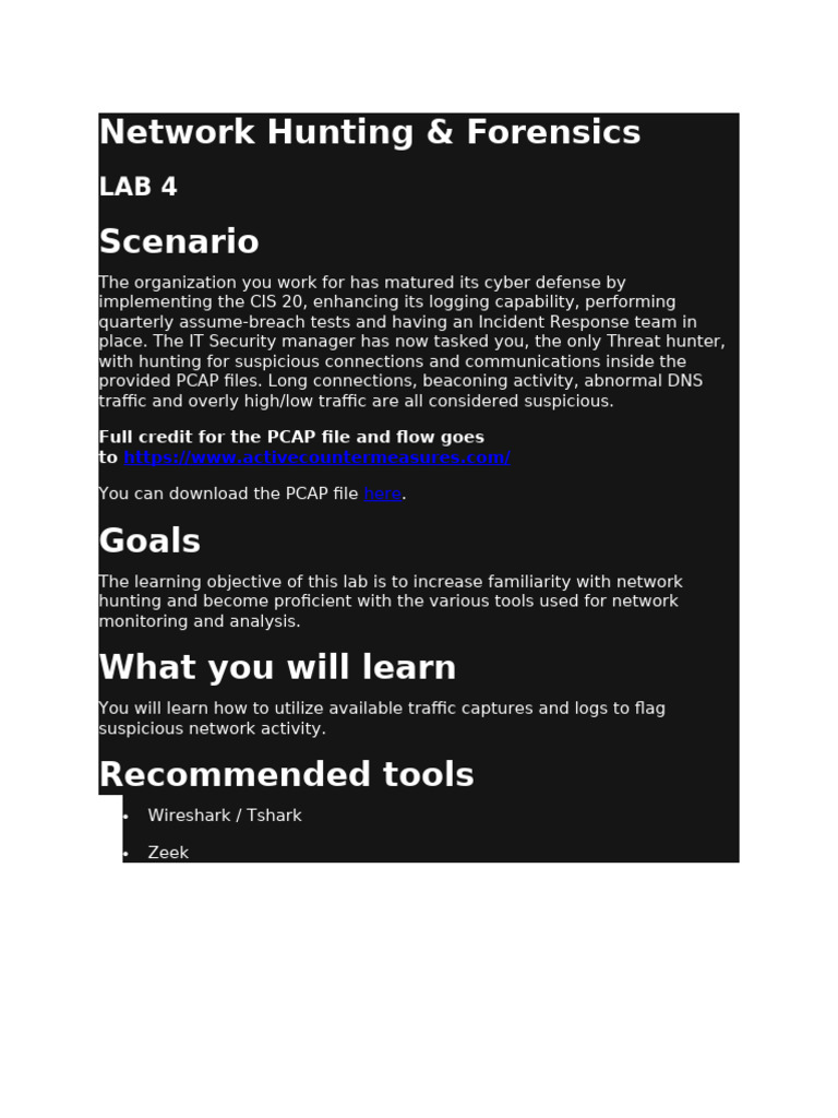 LAP 4 - Network Hunting & Forensics | PDF | Domain Name System | Port ...