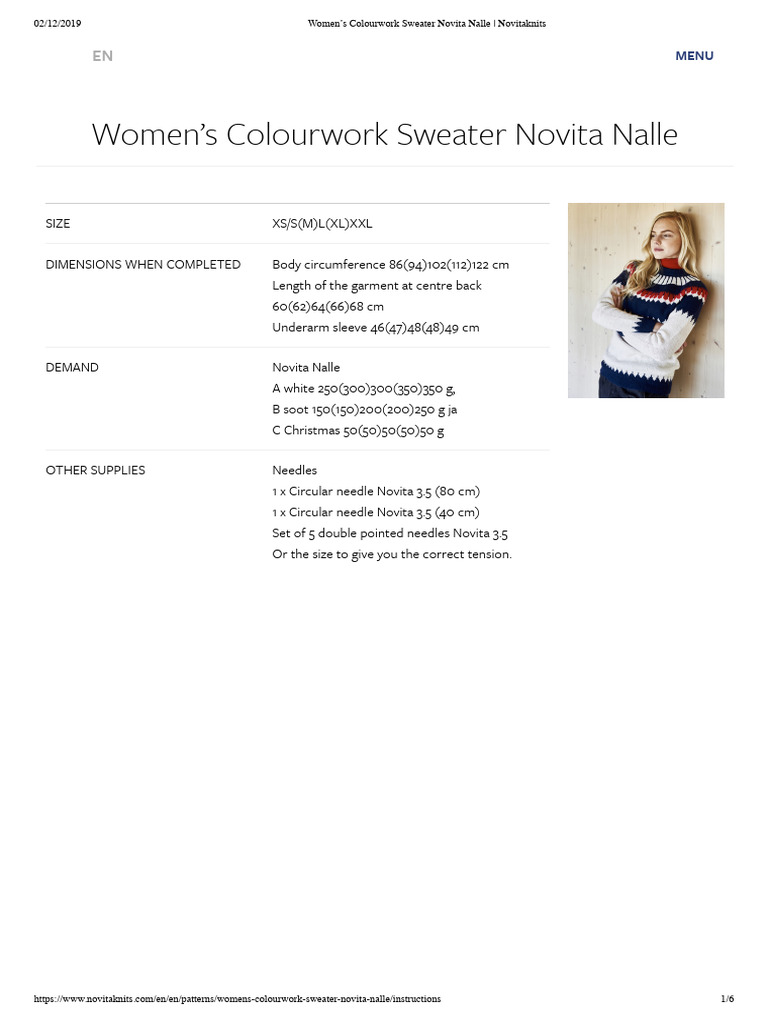 Women's Novita Nalle Colourwork Sweater | PDF | Knitting | Textiles