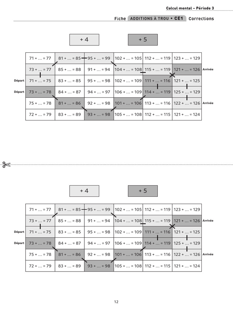 Fiches Materiel Periode3 Calcul Mental CE1-12 | PDF