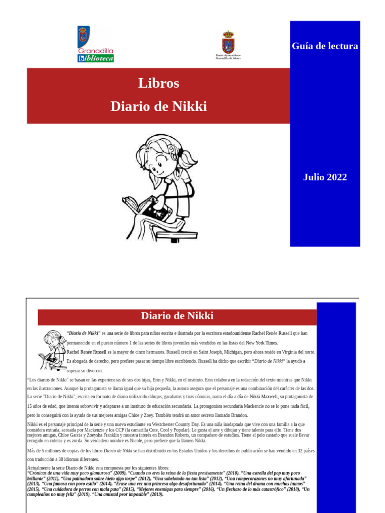 Guía de lectura: Diario de Nikki | PDF