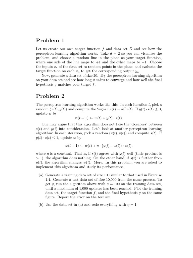 Perceptron Learning Algorithm Analysis | PDF
