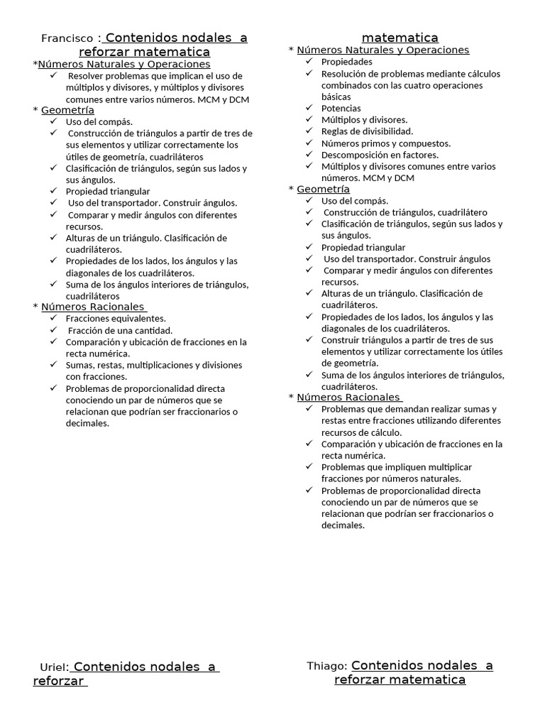 Contenido Nodales 6 A Reforzar | PDF | Números | Triángulo