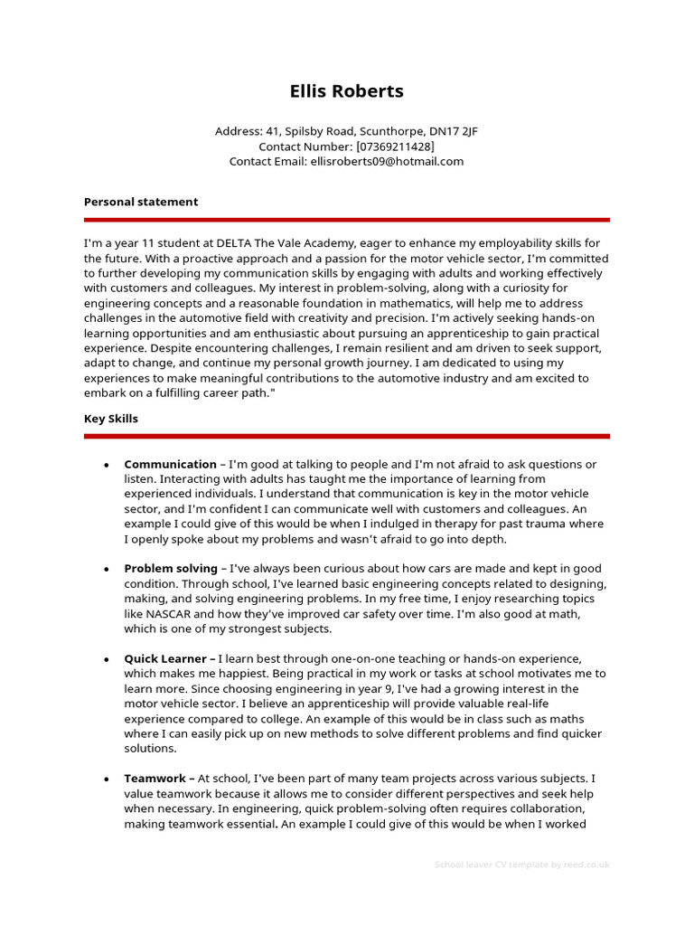 Ellis Roberts - CV - NEW | PDF | Learning | Cognition