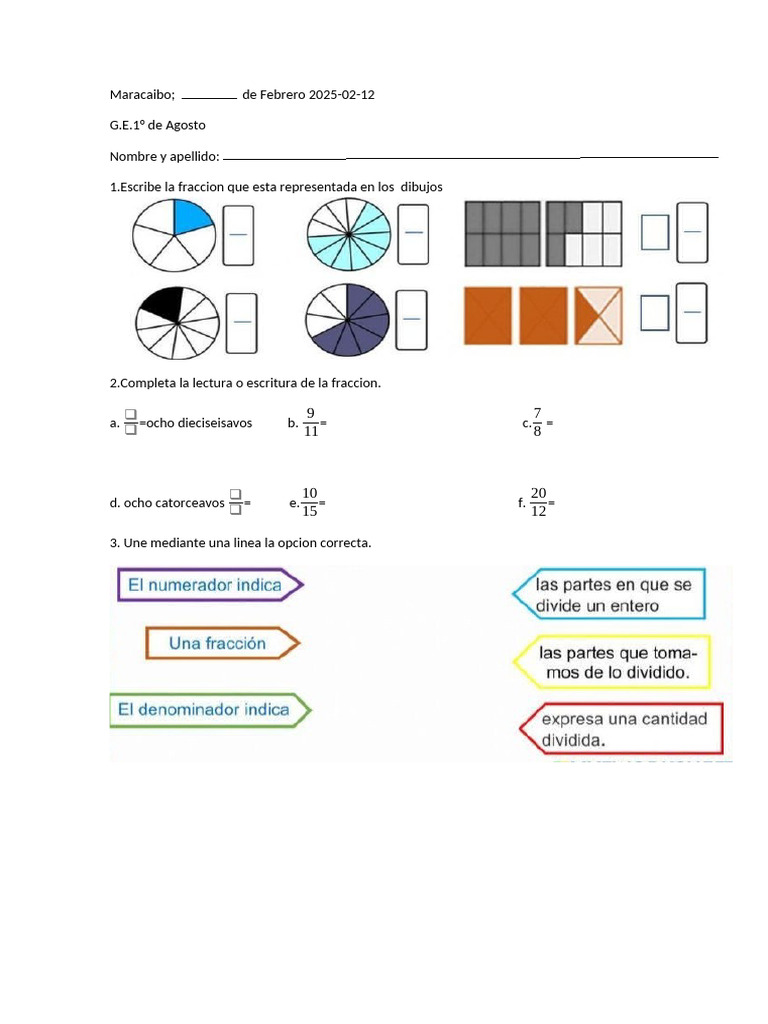 Examen de Fracciones | PDF