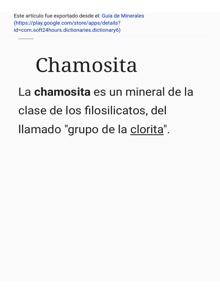 Chamosita: Mineral de Filosilicatos | PDF