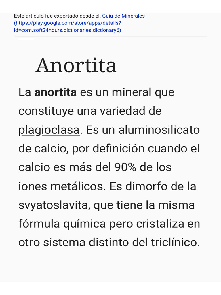 Anortita: Características y Usos | PDF | Minerales | Materiales