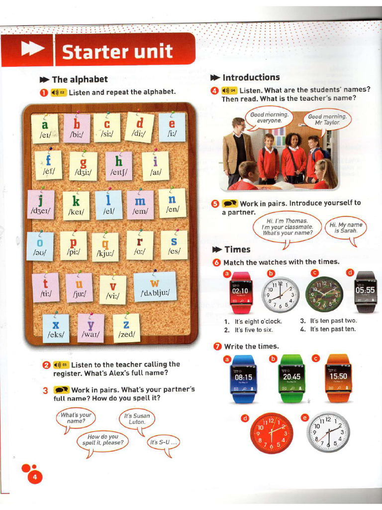 Libro de Inglés de 1ro - Unit 1 | PDF