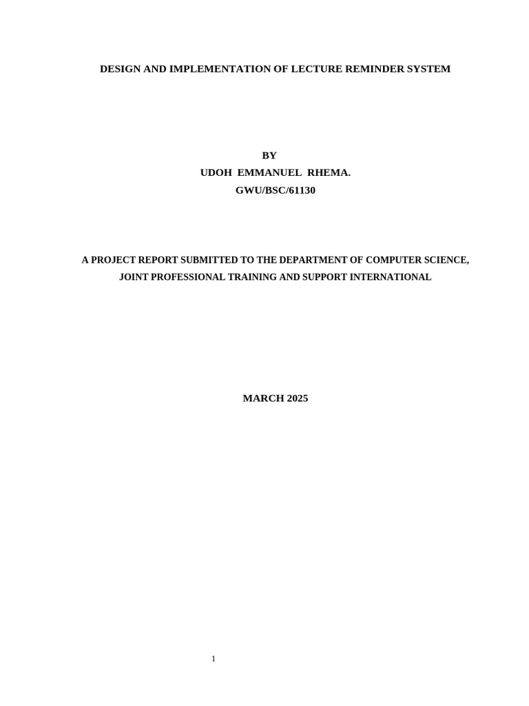 Design and Implementation of Lecture Reminder System | PDF | Unified ...