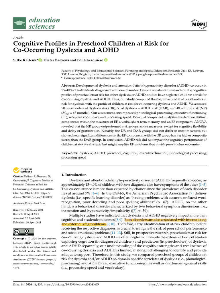 cognitive profiles adhd+dys | PDF | Attention Deficit Hyperactivity ...