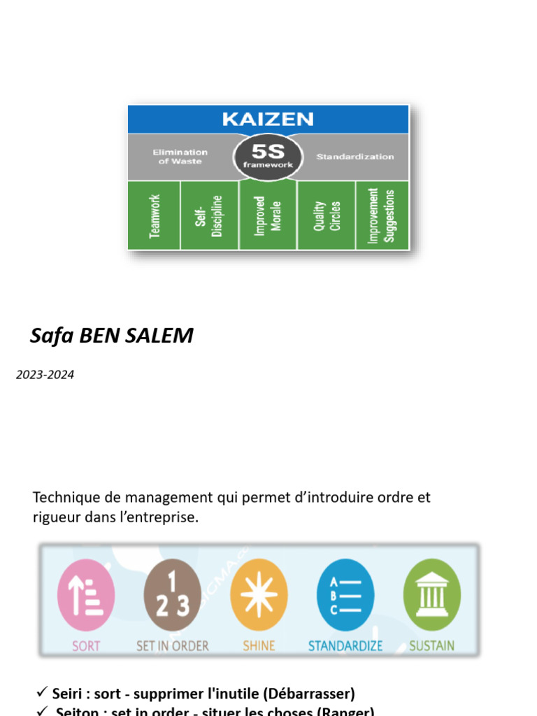5S et Kaizen : Amélioration Continue | PDF | Business | Production et ...