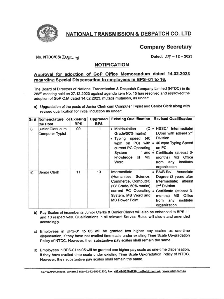 Notification of Upgradation | PDF