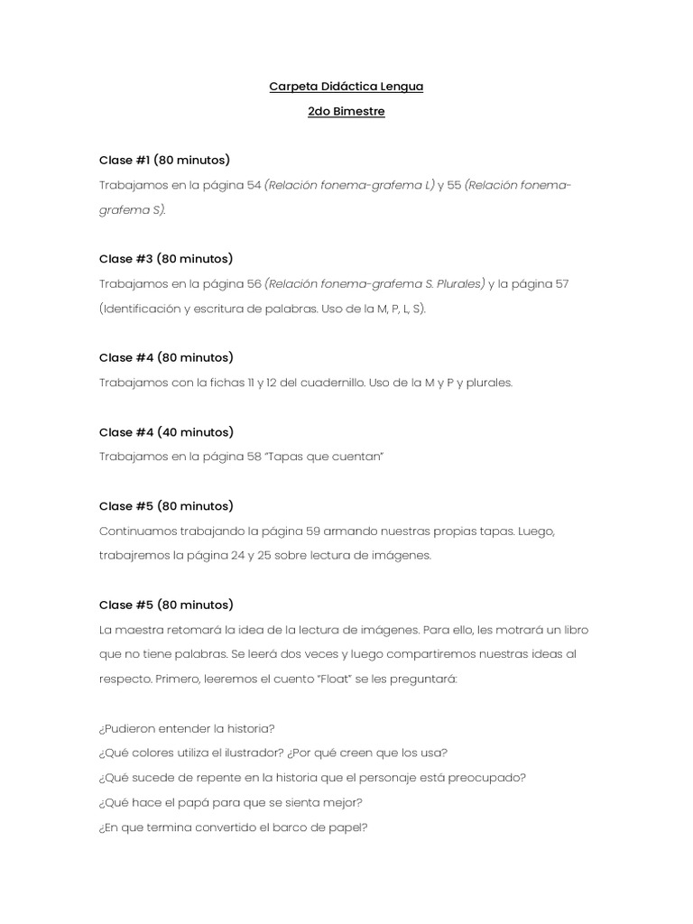 Carpeta Didactica PDL 1ro (3 BIMESTRE) | PDF