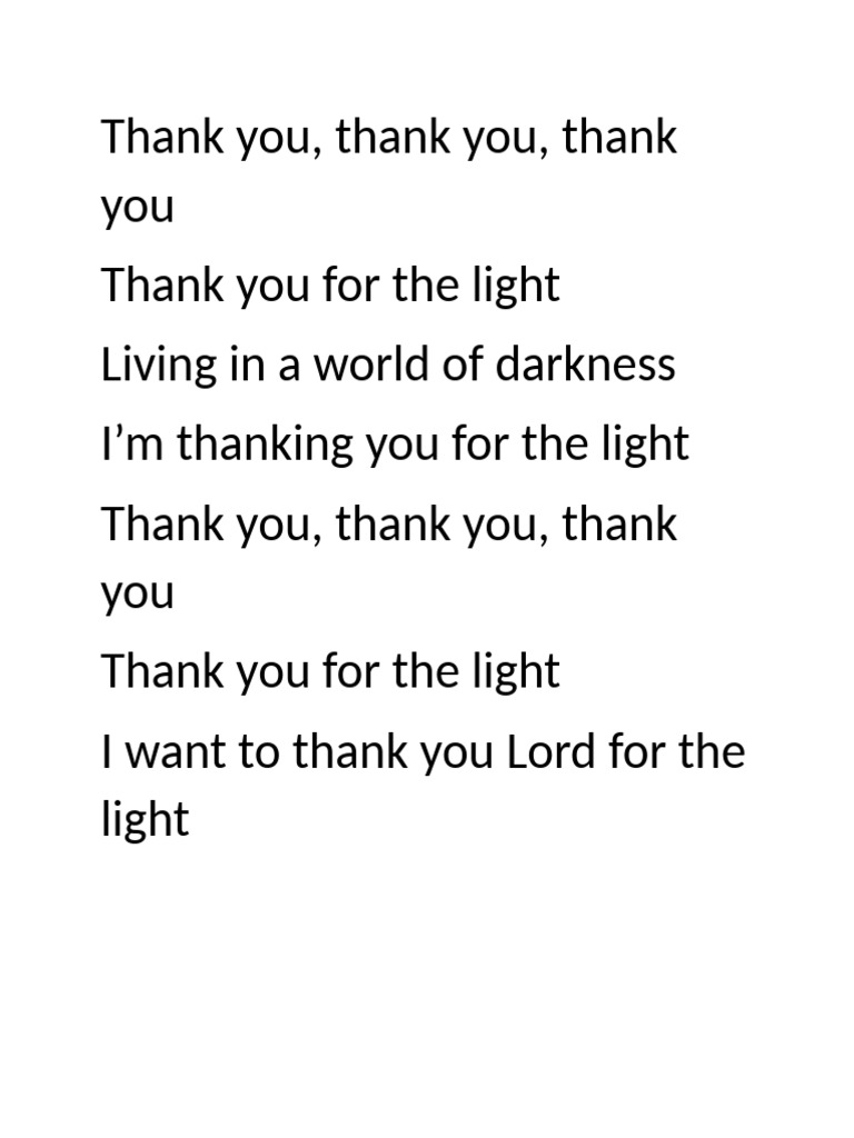 Thank You For The Light Lyrics - 2025 - 02!23!15!51!37 | PDF