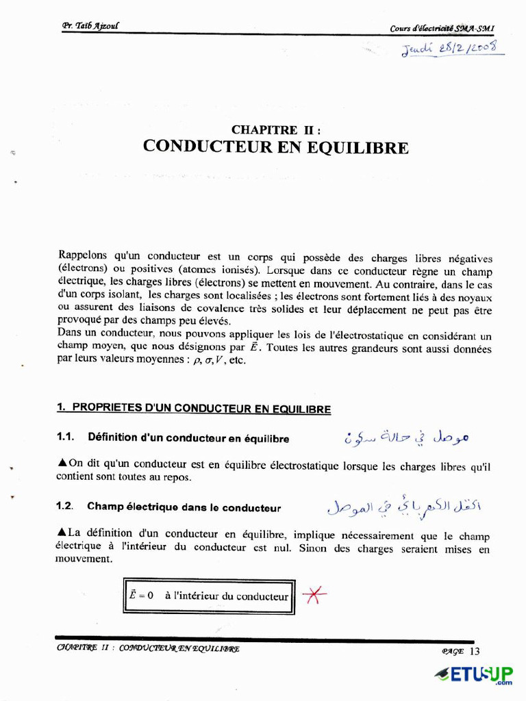Chapitre 2 Conducteur en Équilibre | PDF