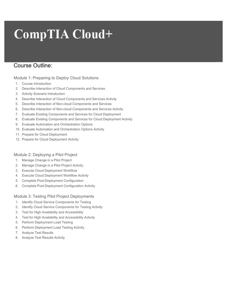 Cloud Solutions Deployment Course Outline | PDF | Computer Data Storage ...