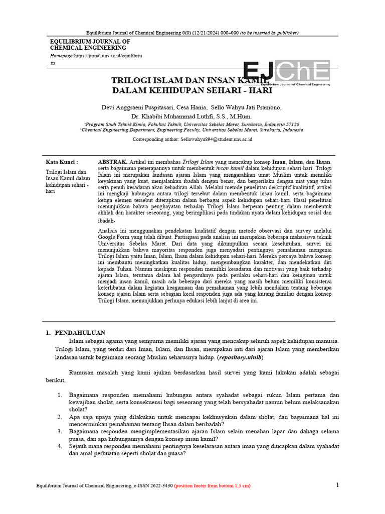 Trilogi Islam dan Insan Kamil Sehari-hari | PDF