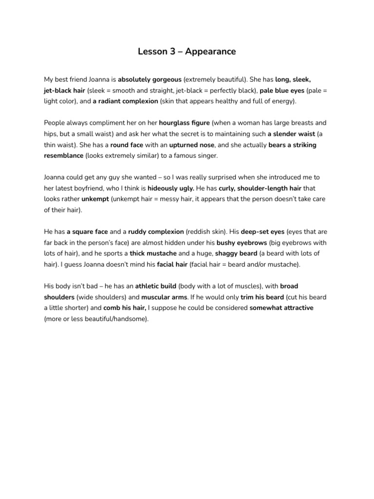 Lesson 3 – Appearance | PDF