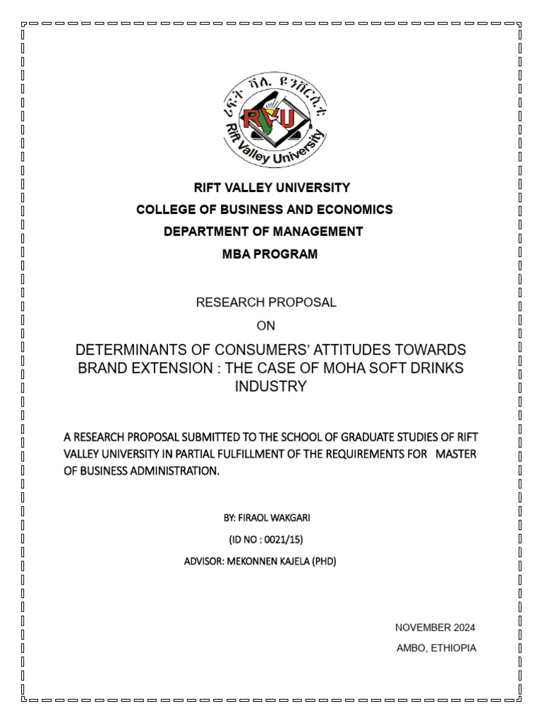 Research Proposal by Firaol Wakgari | PDF | Brand | Statistics