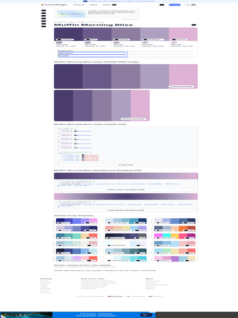 Muffin Morning Bliss Color Palette | PDF | Rgb Color Model | Light
