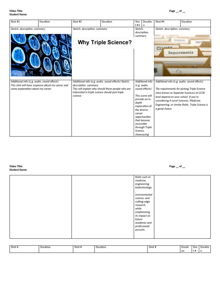 Trailer Storyboard template (1) | PDF | Science