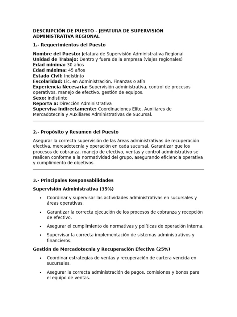 Jefatura de Supervisión Administrativa Regional | PDF | Planificación ...
