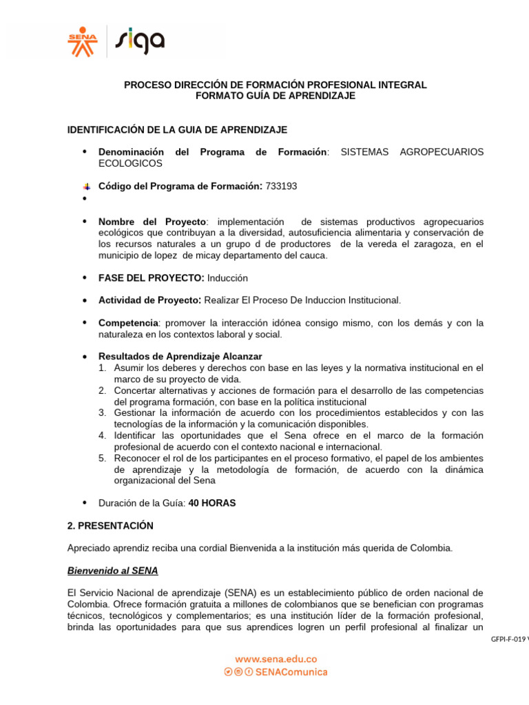 Gfpi-F-019 Guia Inducción | PDF | Aprendizaje | Tecnología de información y comunicaciones