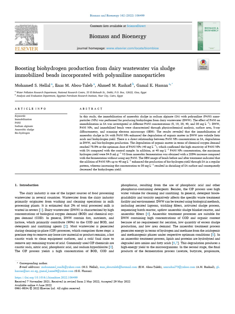 1 - Boosting Biohydrogen Production From Dairy Wastewater Via Sludge | PDF | Anaerobic Digestion ...