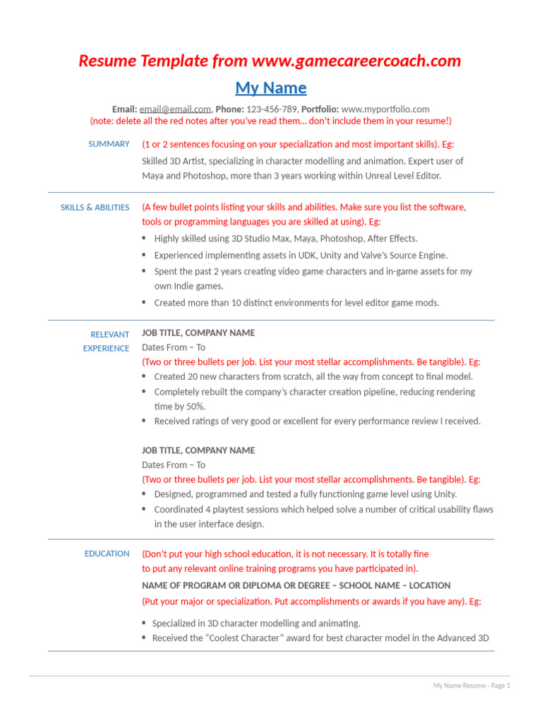 Resume Template From Rick Davidson | PDF | Unity (Game Engine) | Computing