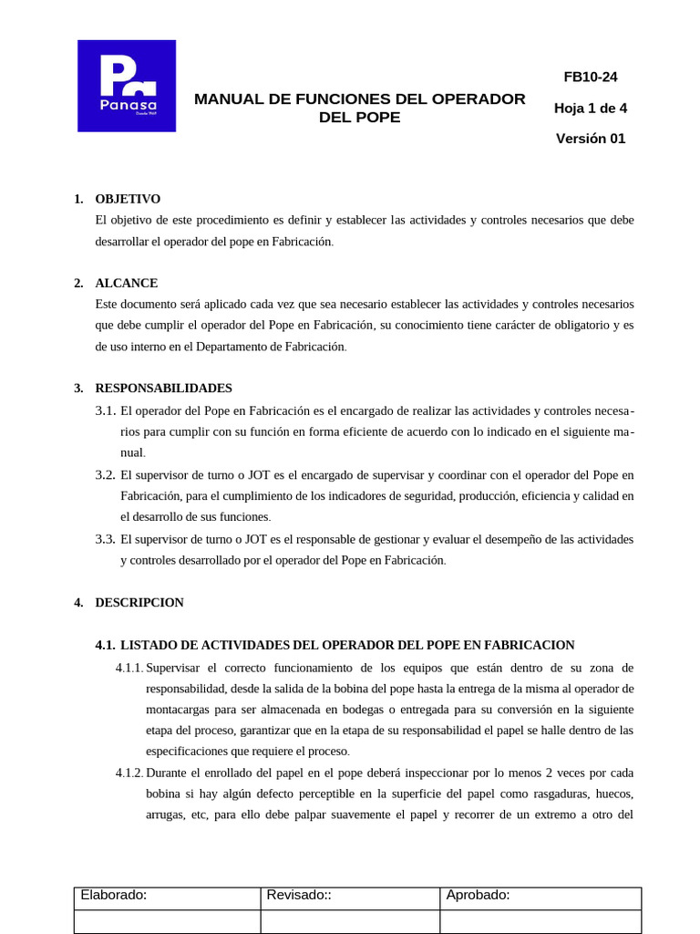 Manual de Funciones Del Popero. | PDF | Papel