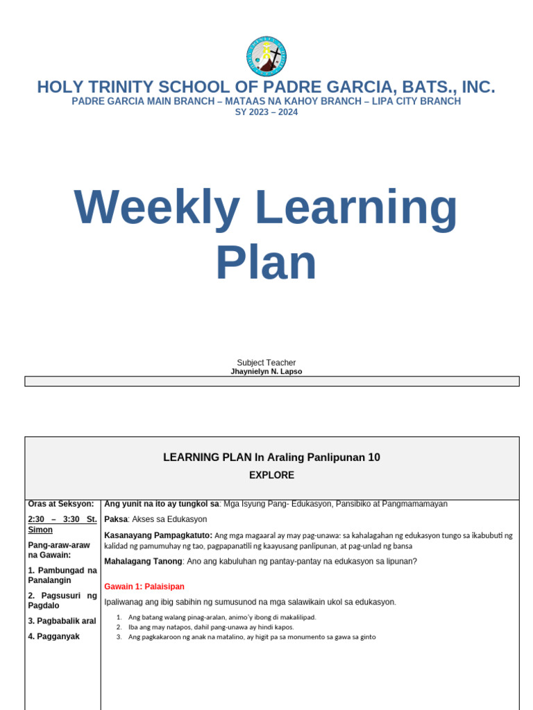 LP - AP10 - 4thQ - WEEK 1 | PDF