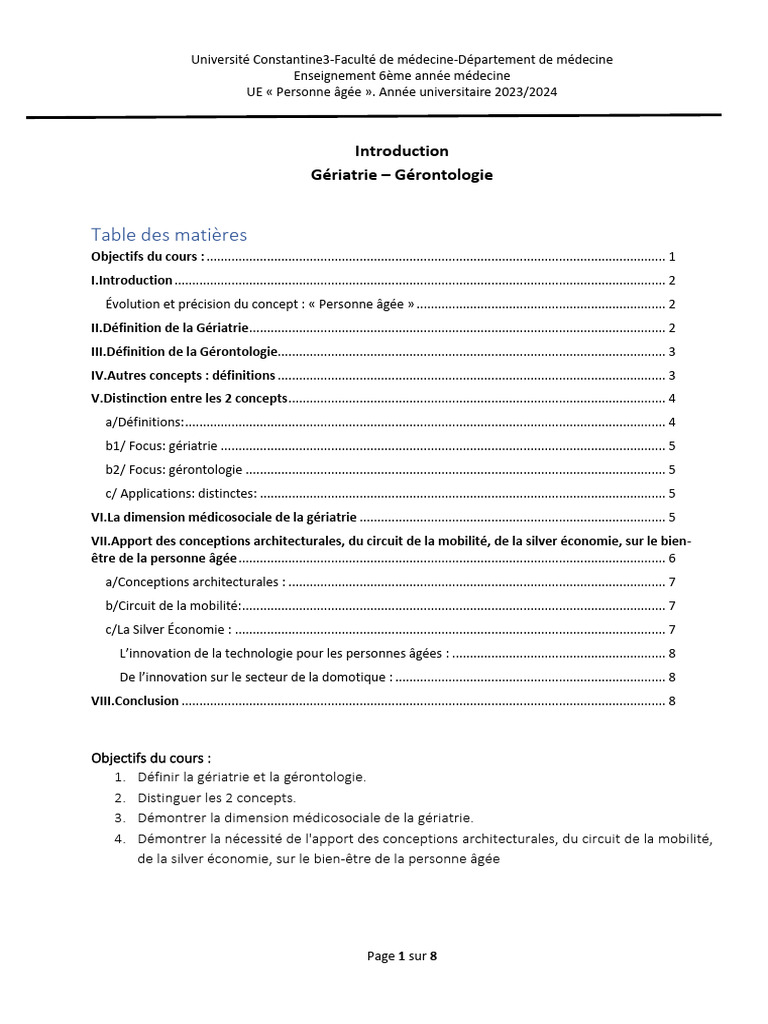 Gériatrie vs Gérontologie : Distinctions clés | PDF | Gériatrie ...